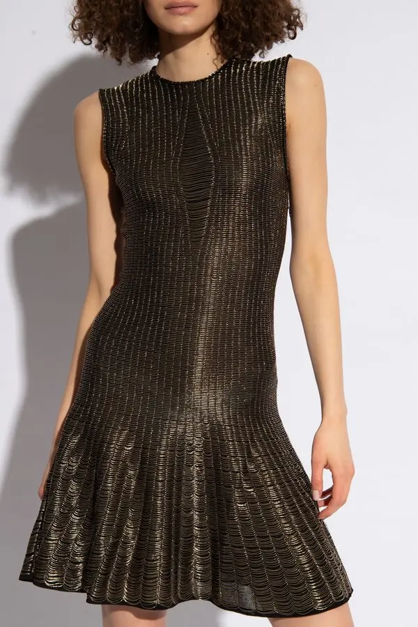 Alexander McQueen Metallic Lurex Yarn Mini Dress