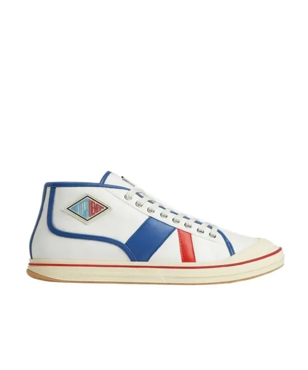 Bottega Veneta Eliot Mid-calf Lace-up Sneakers - White/surf Blue