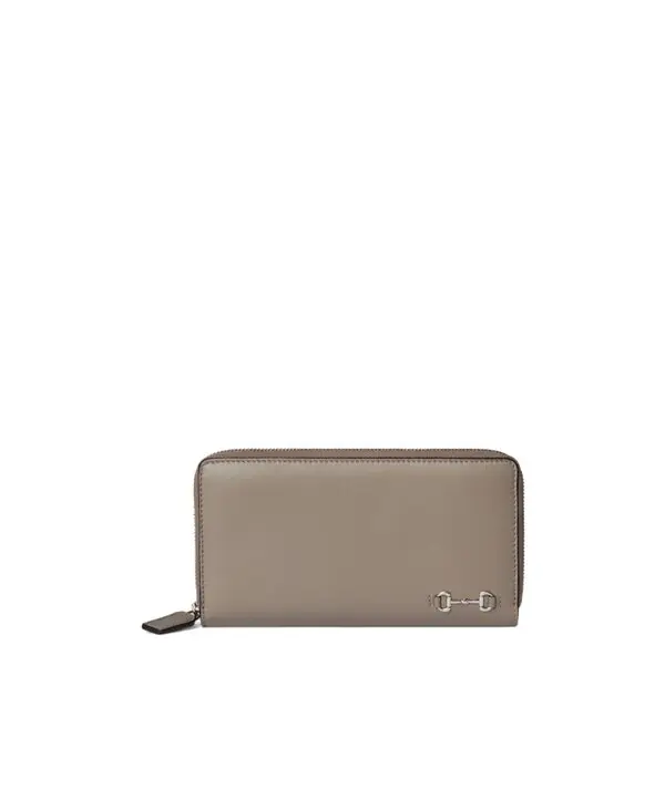 Gucci Zip Around Wallet With Horsebit - Beige