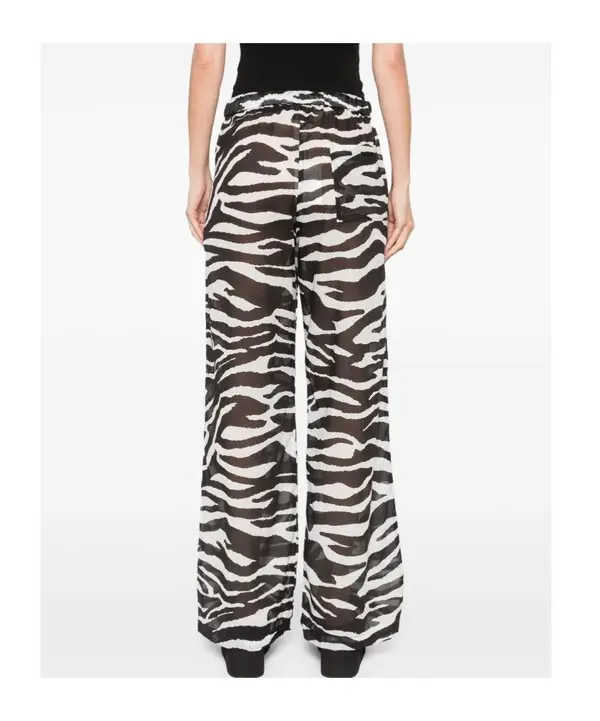 Attico Zebra Printed Sheer Trousers - Black
