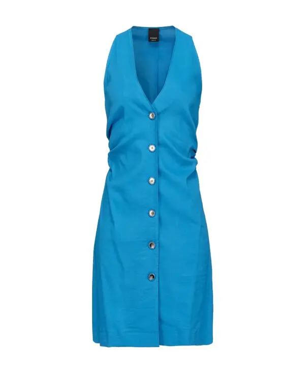 Pinko Buttoned V-neck Mini Dress - Blue