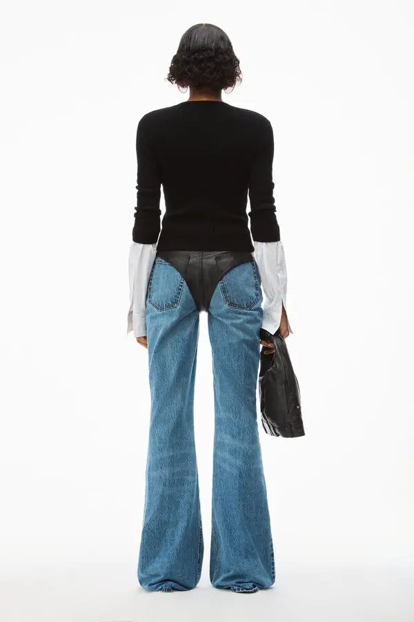 Alexander Wang Fine-ribbed Contrasting-cuffs Jumper