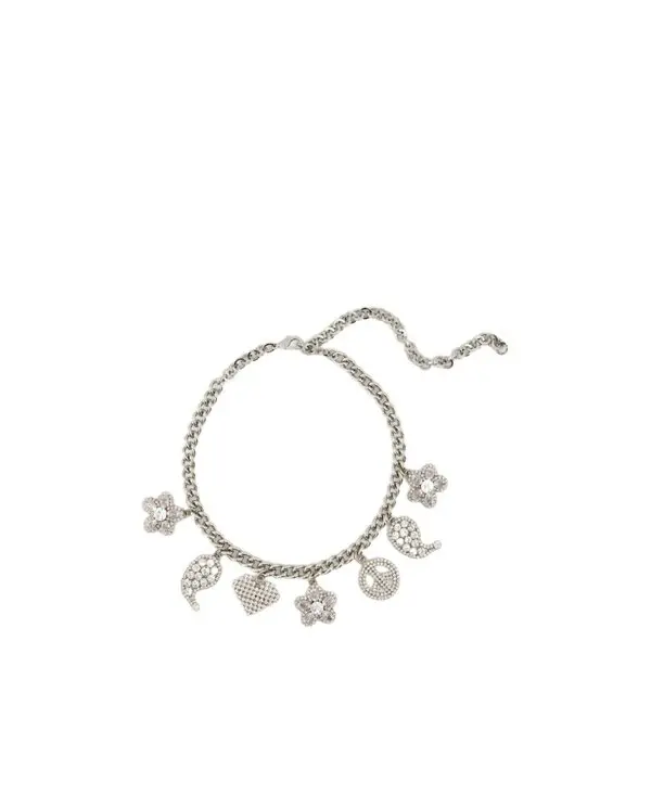 Alessandra Rich Embellished Charm Detailed Necklace - White