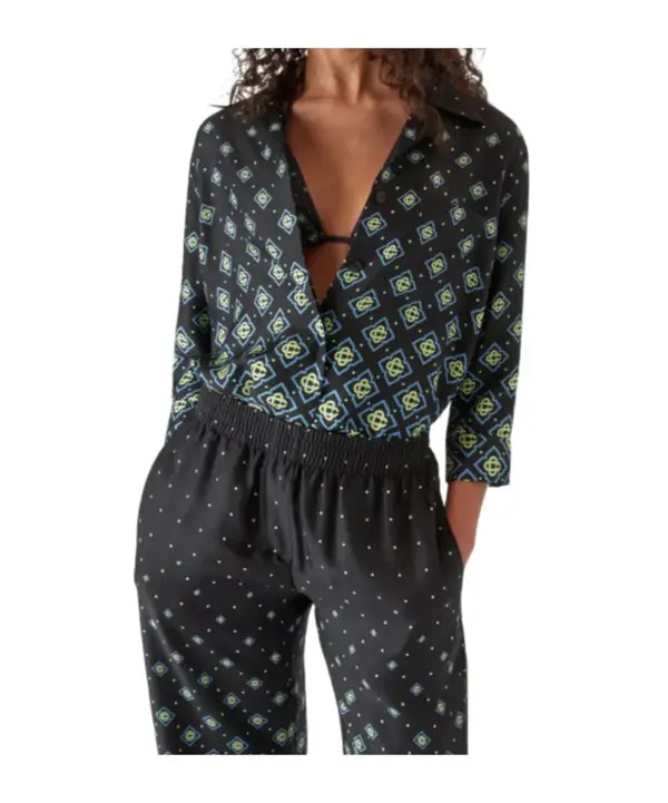 Casablanca Degrade Monogram Long Sleeve Silk Shirt