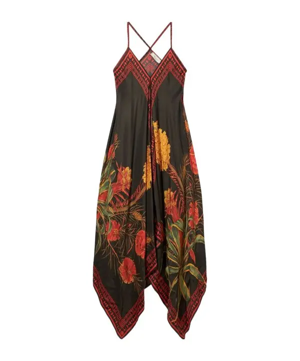 Blumarine V-neck Spaghetti Strap Asymmetrical Hem Slip Dress