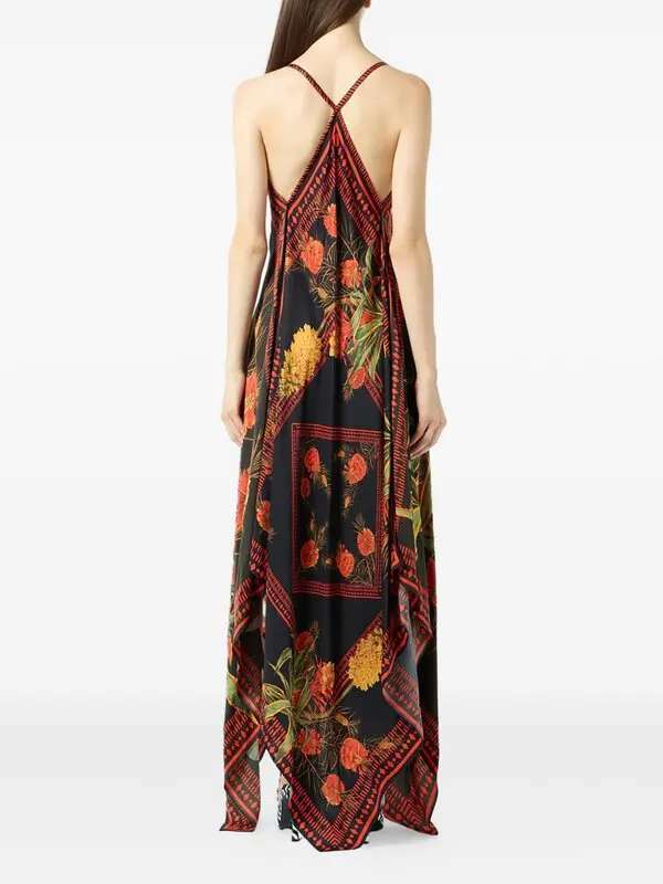 Blumarine V-neck Spaghetti Strap Asymmetrical Hem Slip Dress