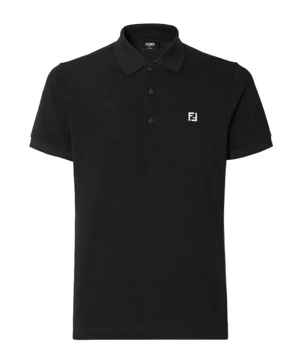 Fendi Logo Plaque Short-sleeve Polo Shirt - Black