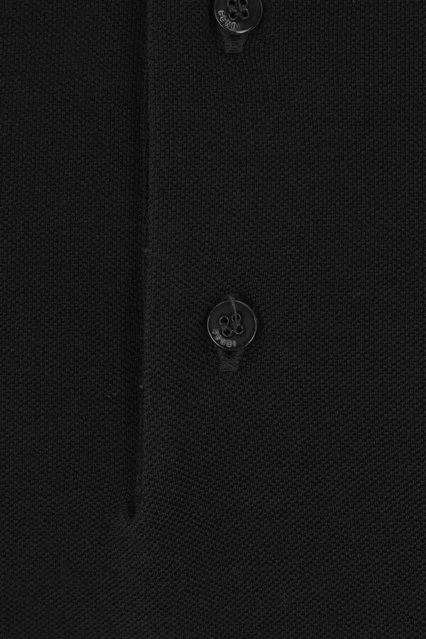 Fendi Logo Plaque Short-sleeve Polo Shirt - Black