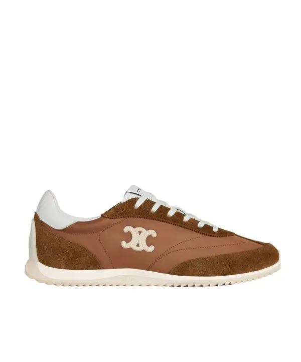 Celine Racer Sneaker In Nylon, Suede Calfskin And Calfskin - Sahara