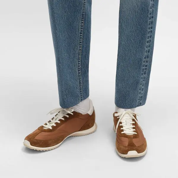 Celine Racer Sneaker In Nylon, Suede Calfskin And Calfskin - Sahara