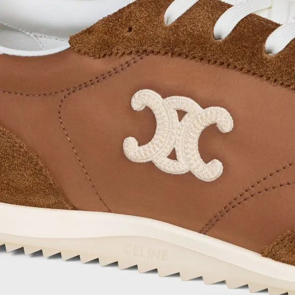 Celine Racer Sneaker In Nylon, Suede Calfskin And Calfskin - Sahara