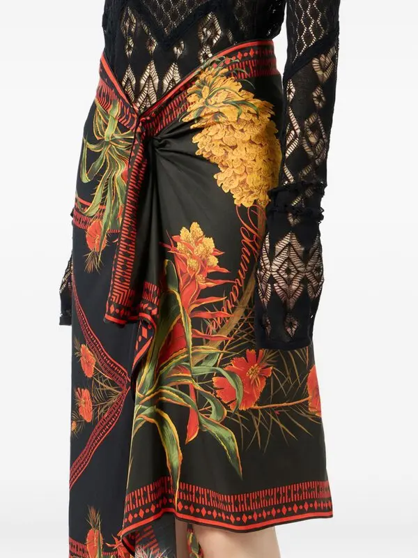Blumarine Printed Asymmetrical Midi Skirt
