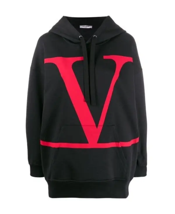 Valentino Garavani Vlogo Print Hooded Sweater - Black