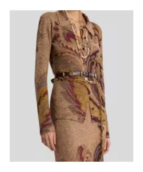 Etro Daffodil Motif Ribbed Cardigan