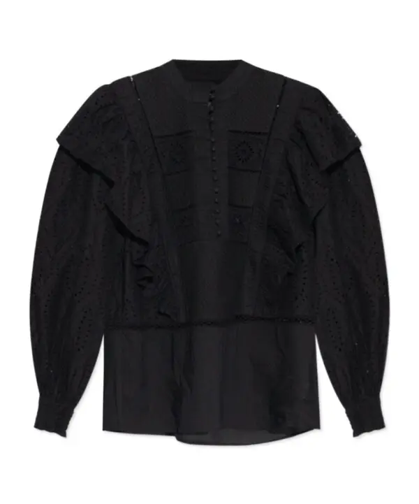 ALLSAINTS Aubrey Broderie-anglaise Cotton Top With Ruffles - Black