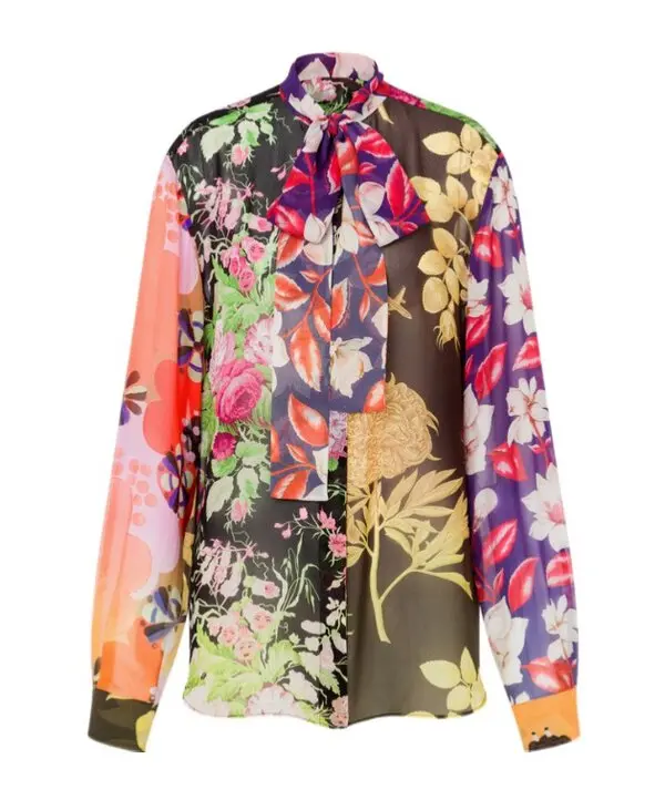 Moschino Floral Print Silk Blouse