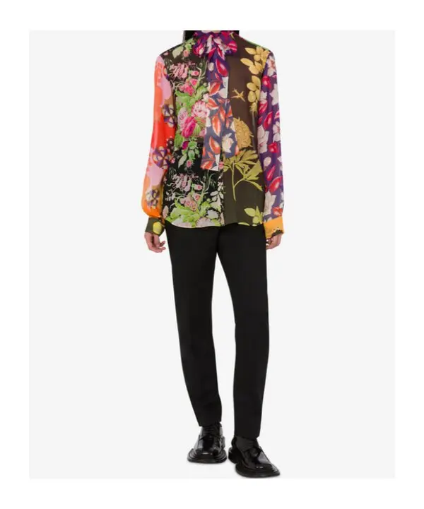 Moschino Floral Print Silk Blouse
