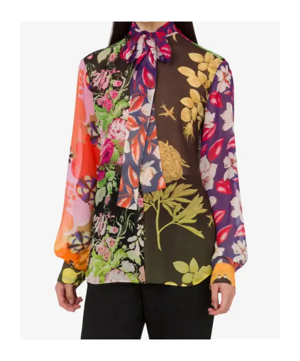 Moschino Floral Print Silk Blouse