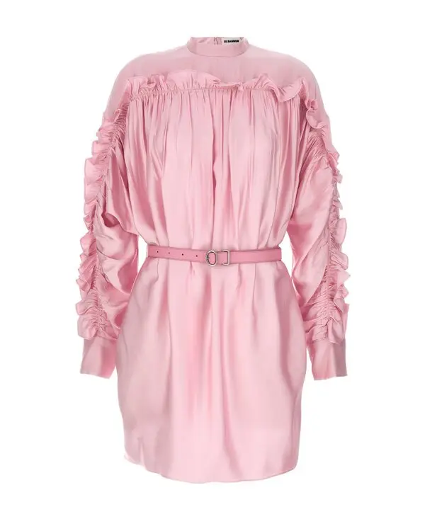 JIL SANDER Ruffled Belted Mini Dress