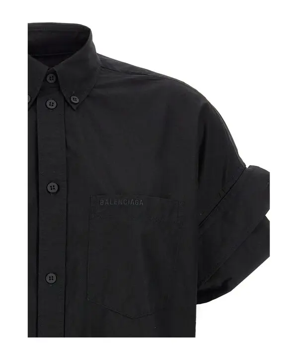 Balenciaga Short Sleeve Collared Shirt With Embroidered Logo