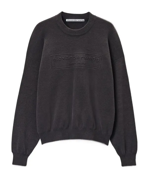 Alexander Wang Logo Embossed Ribbed-knit Jumper