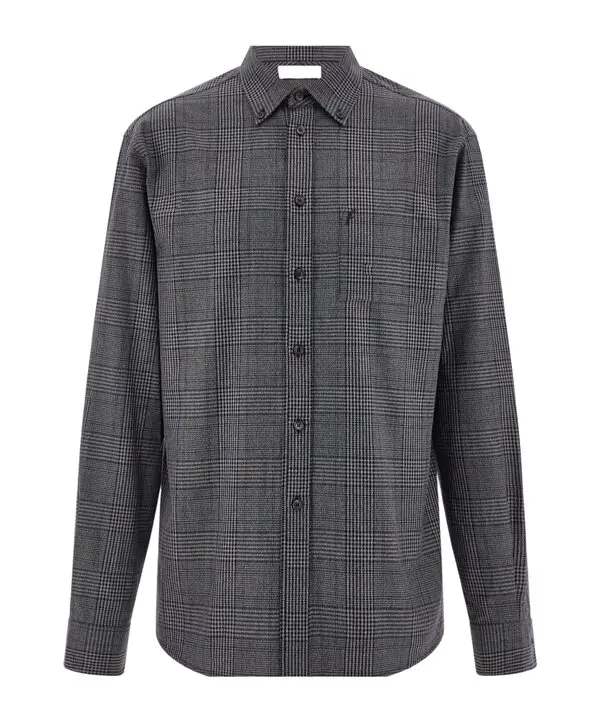 FERRAGAMO Embroidered Checked Oxford Shirt - Black