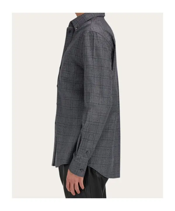 FERRAGAMO Embroidered Checked Oxford Shirt - Black