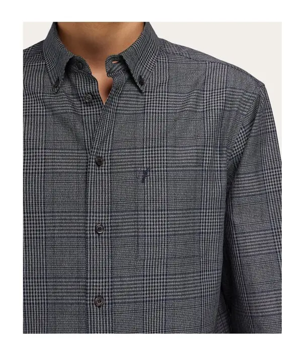 FERRAGAMO Embroidered Checked Oxford Shirt - Black