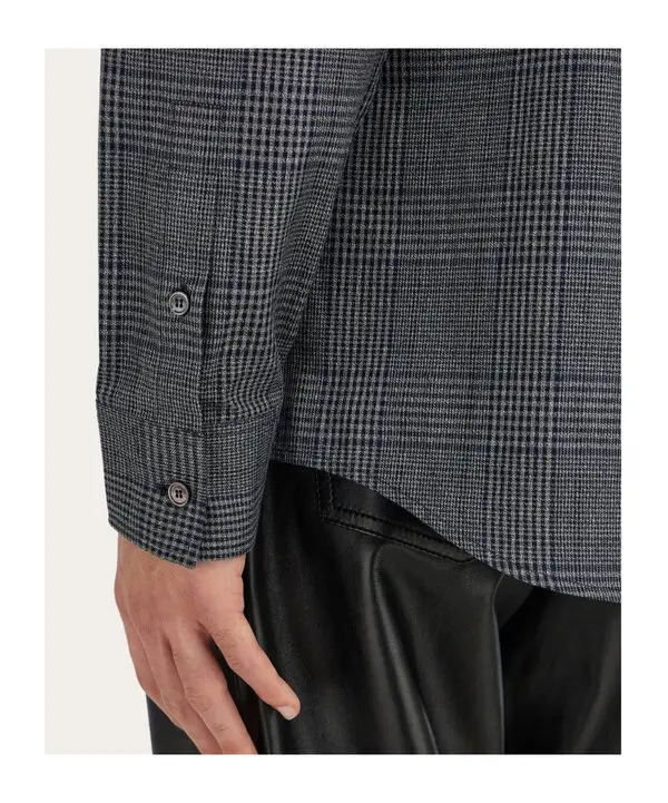 FERRAGAMO Embroidered Checked Oxford Shirt - Black