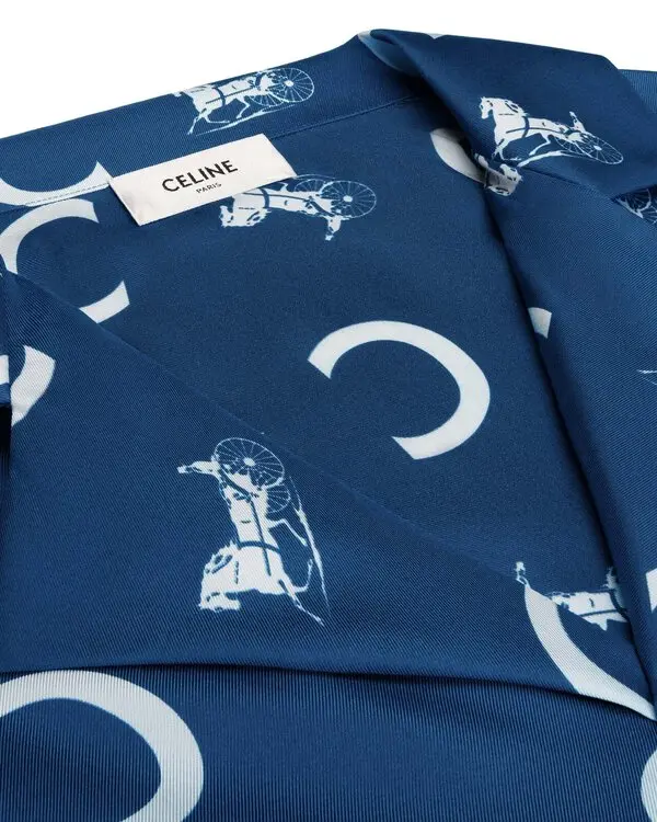 Celine Scout Shirt In Silk Twill - Blue