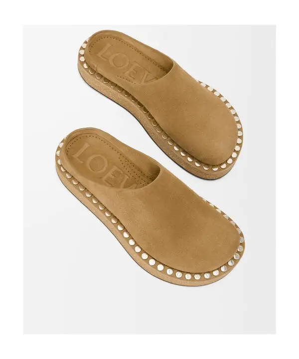 Loewe Calfskin Suede Rivet Mule