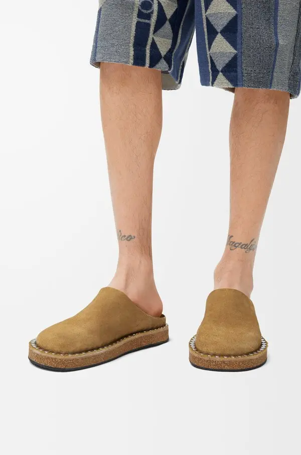 Loewe Calfskin Suede Rivet Mule