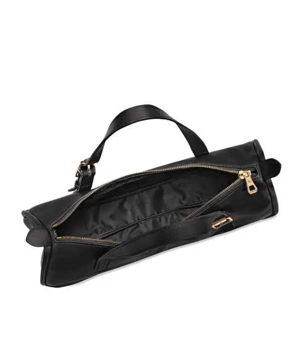 Longchamp Logo Debossed Zip-up Shoulder Bag - Black
