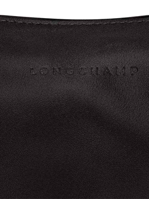 Longchamp Logo Debossed Zip-up Shoulder Bag - Black