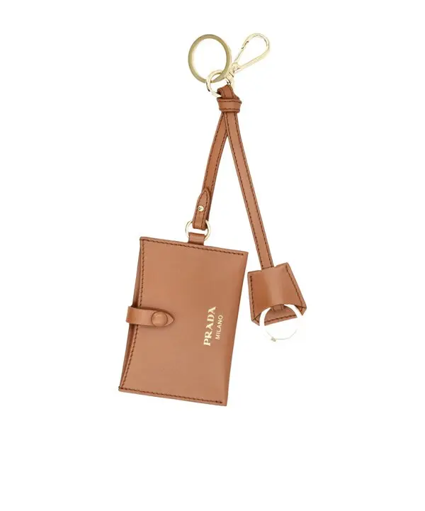 Prada Logo-embellished Leather Key Ring - Pink