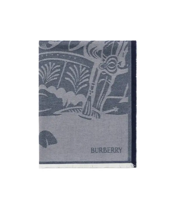Burberry Equestrian Knight Knitted Fringed-edge Scarf