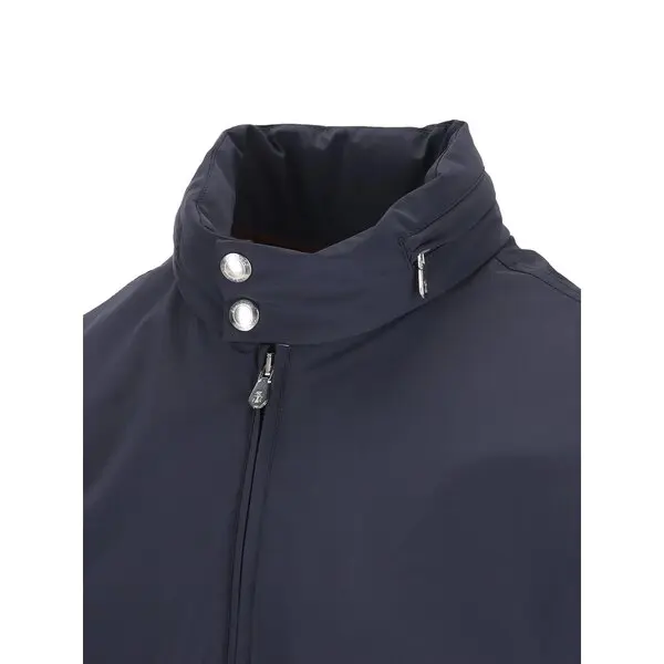 Brunello Cucinelli Elasticated Hem Zipped Bomber Jacket - Blue