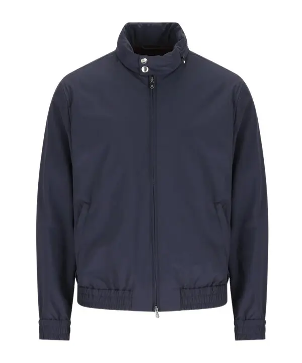 Brunello Cucinelli Elasticated Hem Zipped Bomber Jacket - Blue