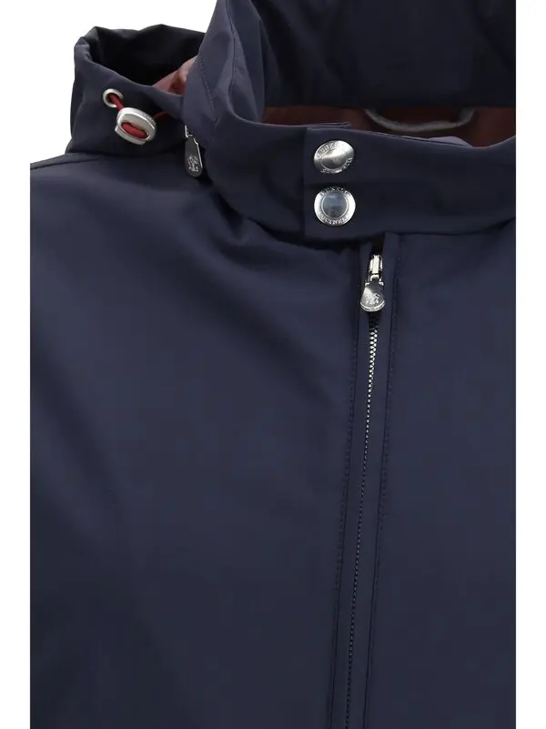 Brunello Cucinelli Elasticated Hem Zipped Bomber Jacket - Blue
