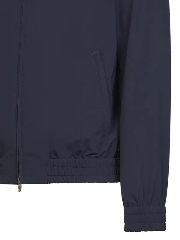 Brunello Cucinelli Elasticated Hem Zipped Bomber Jacket - Blue