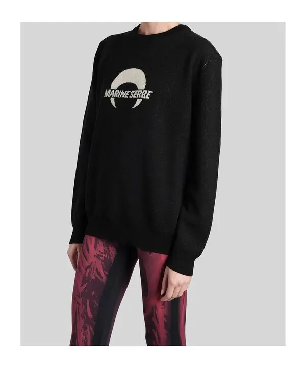 MARINE SERRE Logo Intarsia Crewneck Knitted Jumper