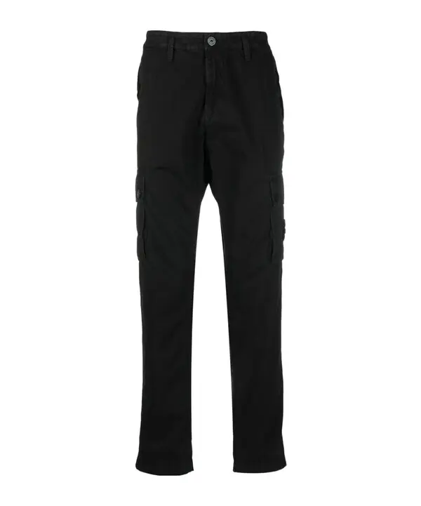 Stone Island Logo Patch Cargo Trousers - Black