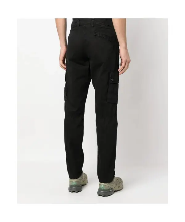 Stone Island Logo Patch Cargo Trousers - Black