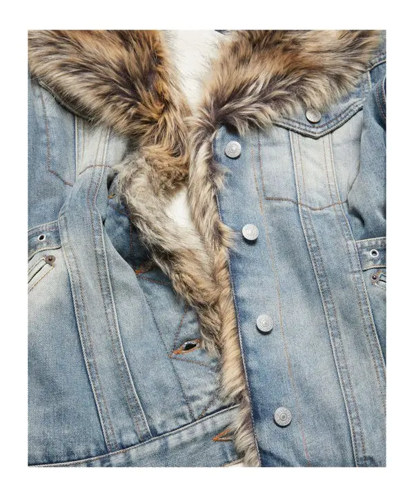 Acne Studios Denim Jacket With Faux Fur Collar