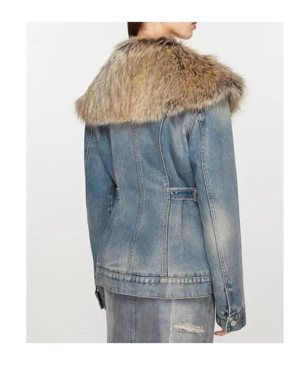 Acne Studios Denim Jacket With Faux Fur Collar