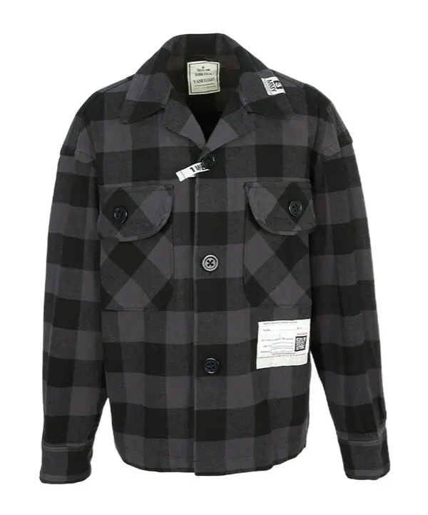 Mihara Yasuhiro Checked Long Sleeve Jacket - Black
