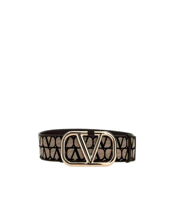 Valentino Garavani Toile Iconographe Vlogo Plaque Belt - Black