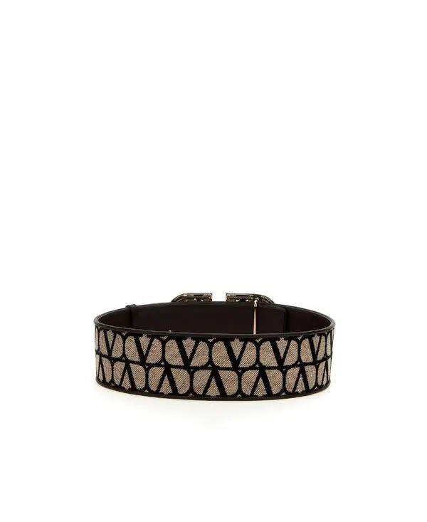 Valentino Garavani Toile Iconographe Vlogo Plaque Belt