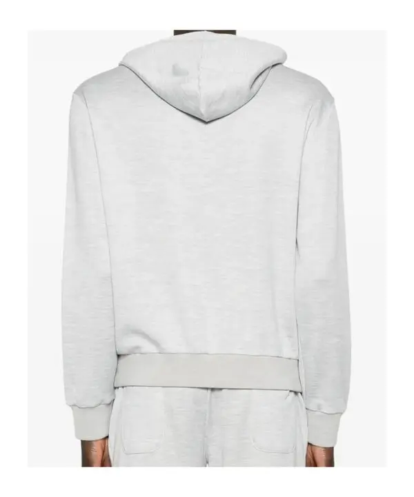 Eleventy Long Sleeve Zip Up Hooded Sweatshirt - White