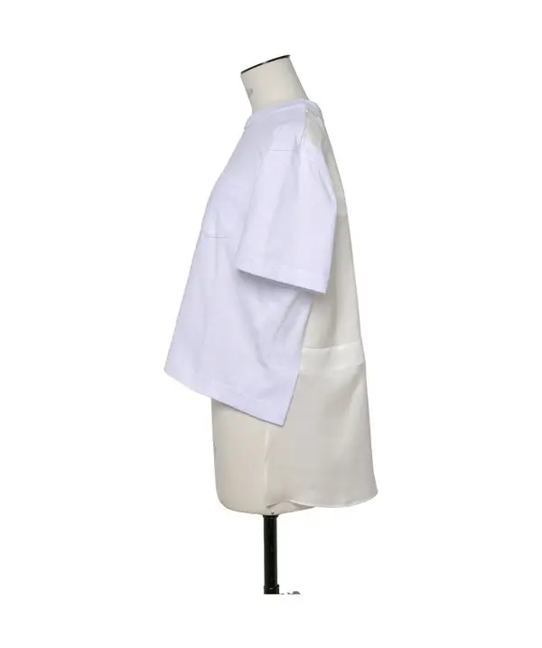 Sacai Cotton T-shirt With Chest Pocket And Splicing Detail